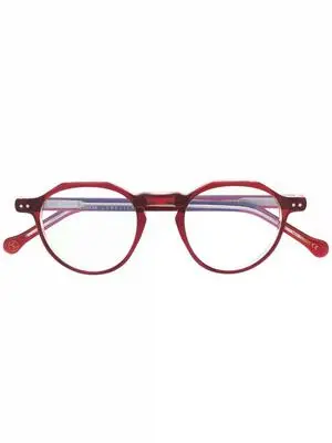 LESCA Iconic Round-frame Glasses - Red