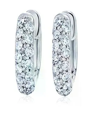 Kwiat 18kt White Gold Petite Moonlight Pavé Diamond Hoop Earrings - Silver