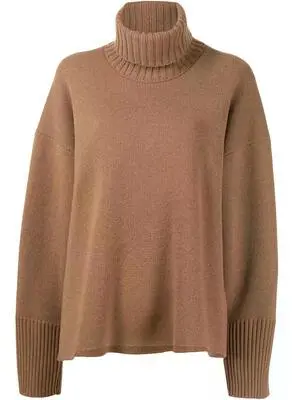 Proenza Schouler Cashmere Roll Neck Drop Shoulder Jumper - Brown