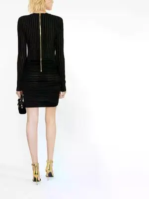 Balmain Ribbed V-neck Mini Dress