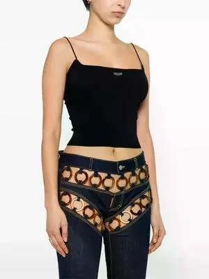 Dsquared2 Fine Knit Logo Plaque Cropped Top
