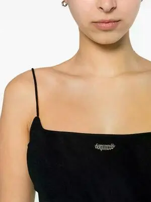 Dsquared2 Fine Knit Logo Plaque Cropped Top
