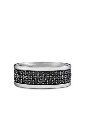David Yurman Sterling Streamline Three-row Diamond Band Ring - Silver