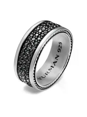David Yurman Sterling Streamline Three-row Diamond Band Ring