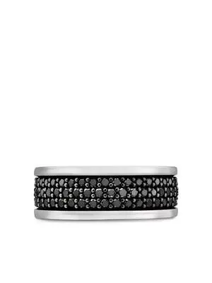 David Yurman Sterling Streamline Three-row Diamond Band Ring