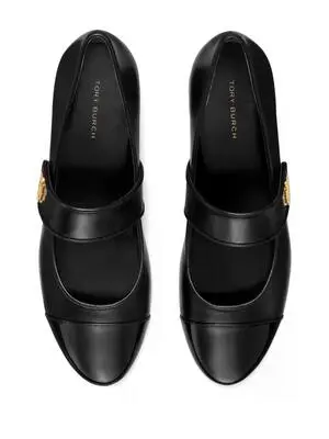 Tory Burch Mary Jane Ballerina Flats With Cap Toe - Black