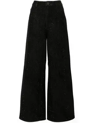 SELF-PORTRAIT Rhinestone-embellished Straight Leg Jeans
