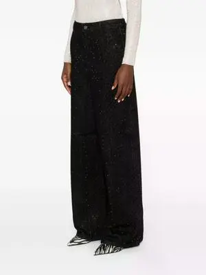 SELF-PORTRAIT Rhinestone-embellished Straight Leg Jeans