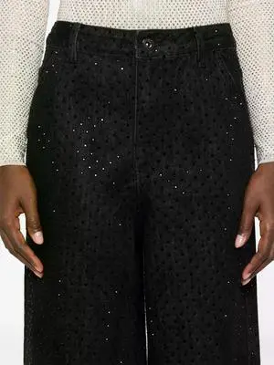 SELF-PORTRAIT Rhinestone-embellished Straight Leg Jeans