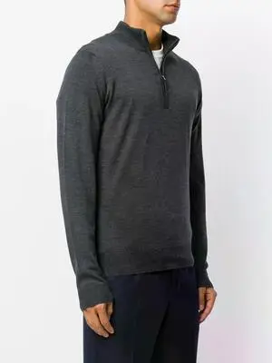 John Smedley Merino Wool Zip-neck Jumper - Grey