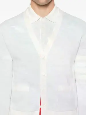 Thom Browne 4-bar Stripe V-neck Cardigan - Blue
