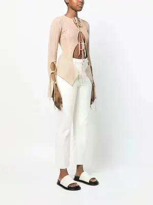 ANDREĀDAMO Cut-out Ribbed Knit Top