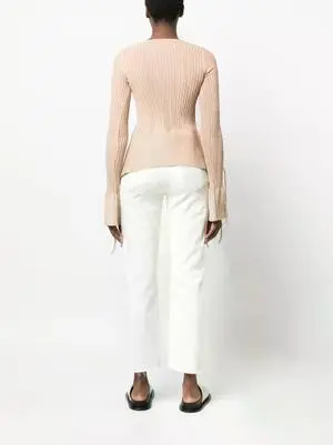 ANDREĀDAMO Cut-out Ribbed Knit Top