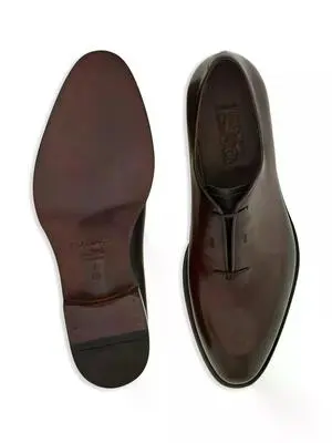 FERRAGAMO Tramezza Almond-toe Leather Oxford Shoes - Brown