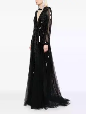 SAIID KOBEISY Sequin Long Dress - Black