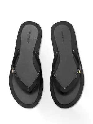 Tory Burch Kira Flip Flops With Logo Detail - Black