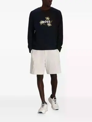 BOSS Floral-embroidered Sweatshirt - Blue
