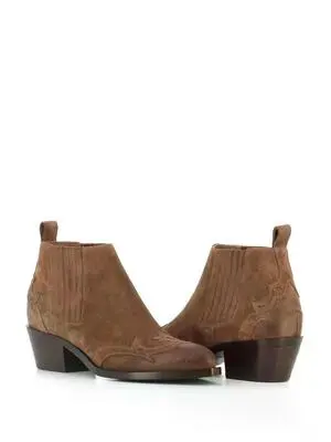 Sartore Suede Cuban Heel Boots - Neutrals