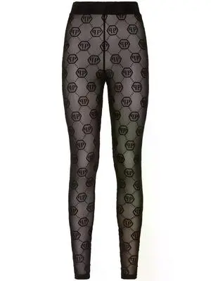 Philipp Plein Monogram-pattern Tulle Leggings