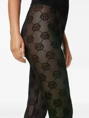 Philipp Plein Monogram-pattern Tulle Leggings