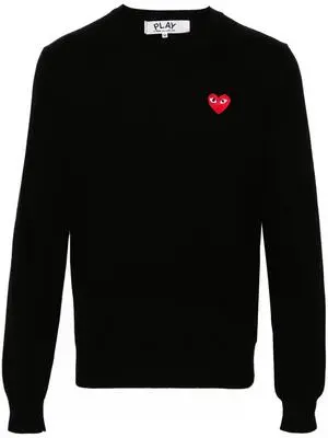 Play Comme Des Garcon Heart-patch Wool Jumper - Black