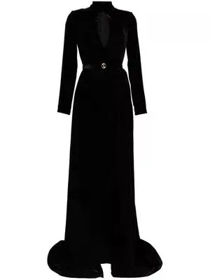 SAIID KOBEISY Velvet Long Dress - Black