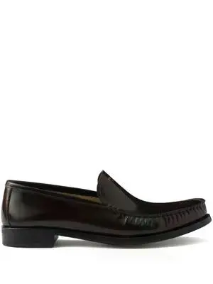 Prada Brushed Leather Loafers - Brown