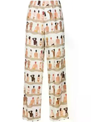AMIR SLAMA Swimmer-print Straight-leg Trousers - Neutrals