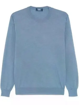 Fedeli Fine-knit Sweater - Blue