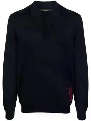 BILLIONAIRE Merino-blend Polo Jumper - Blue