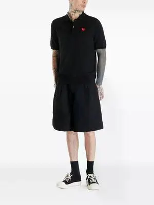 Play Comme Des Garcon Heart-patch Wool Polo Shirt - Black