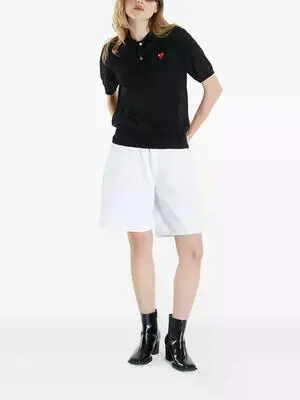 Play Comme Des Garcon Heart-patch Wool Polo Shirt - Black