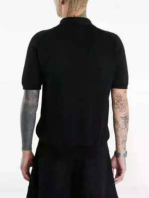 Play Comme Des Garcon Heart-patch Wool Polo Shirt - Black