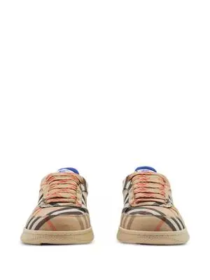 Burberry Checked Canvas Lace-up Sneakers - Neutrals