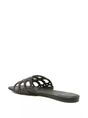 FERRAGAMO Gancini Leather Slides - Brown