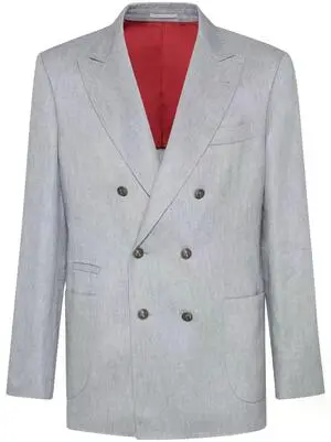 Brunello Cucinelli Double-breasted Linen Blazer
