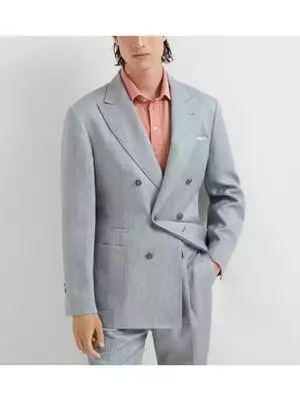 Brunello Cucinelli Double-breasted Linen Blazer