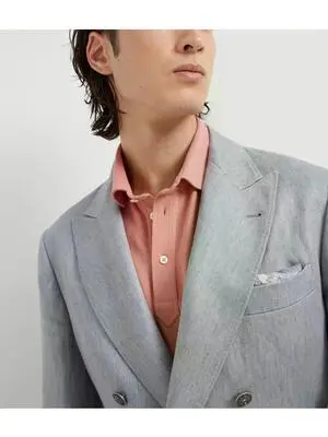 Brunello Cucinelli Double-breasted Linen Blazer