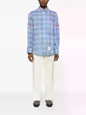 Thom Browne Rwb Stripe Checked Linen Shirt