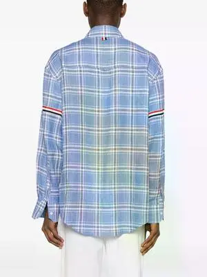 Thom Browne Rwb Stripe Checked Linen Shirt
