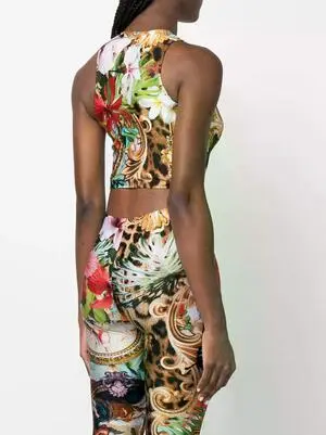 Philipp Plein Baroque Flowers Cropped Top