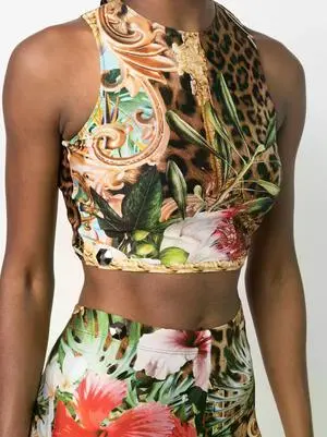 Philipp Plein Baroque Flowers Cropped Top