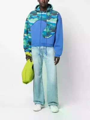 ERL Abstract Print Panelled Hoodie