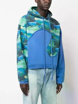 ERL Abstract Print Panelled Hoodie