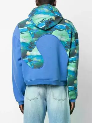 ERL Abstract Print Panelled Hoodie