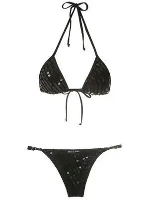 AMIR SLAMA Sequinned Triangle Bikini Set