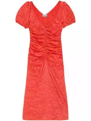 GANNI Ruched Midi Dress