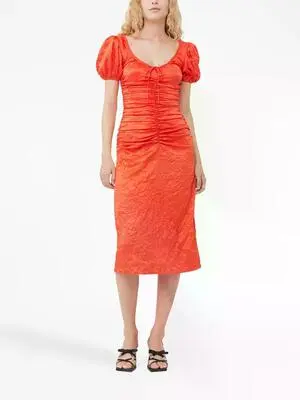 GANNI Ruched Midi Dress