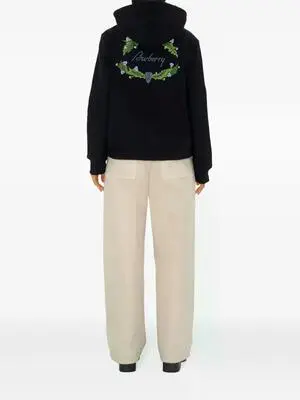 Burberry Embroidered Floral Logo Zip Hoodie