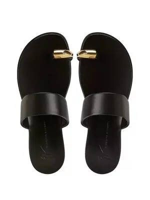 GIUSEPPE ZANOTTI Norbert Leather Toe-loop Sandals - Black